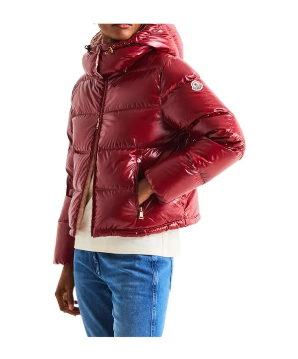 Moncler Cropped Glossy Quilted Down Jacket