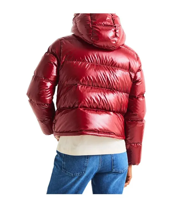 Moncler Cropped Glossy Quilted Down Jacket
