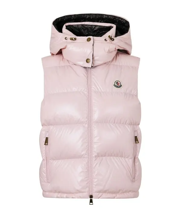 Moncler Sleeveless Quilted Down Vest With Detachable Hood