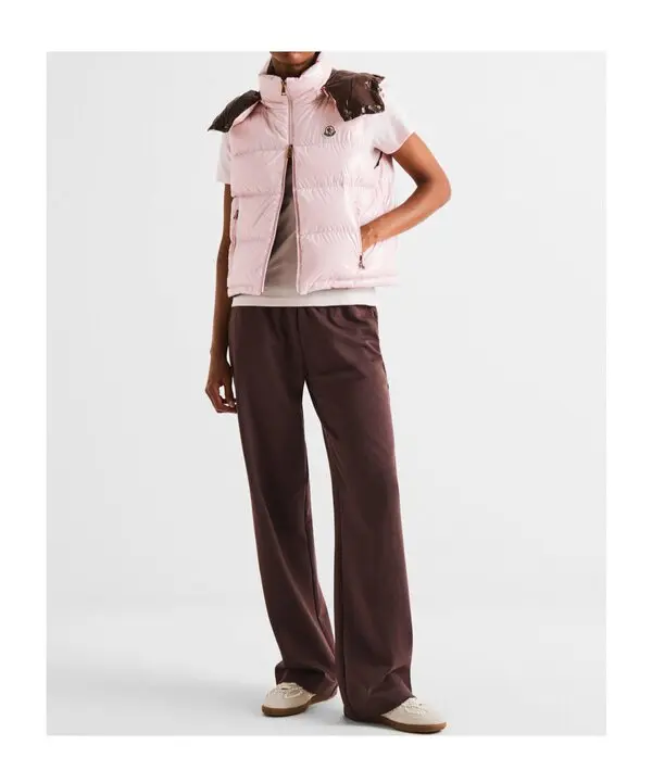 Moncler Sleeveless Quilted Down Vest With Detachable Hood - Pink