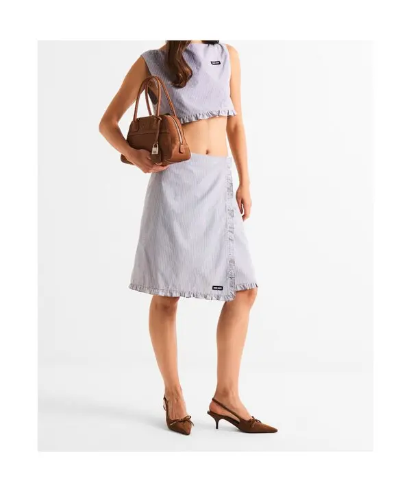 Miu Miu Check Crop Top - Gray
