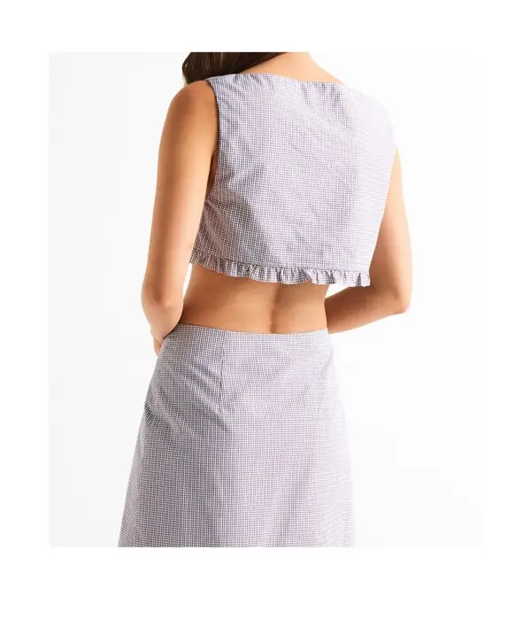 Miu Miu Check Crop Top - Gray