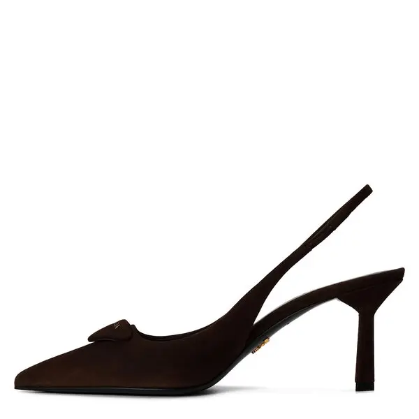 Prada Saffiano Patent Leather Slingback Pumps - Black
