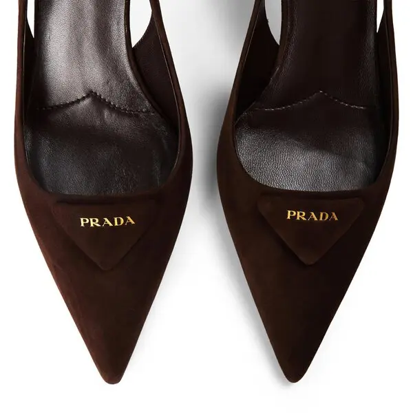Prada Saffiano Patent Leather Slingback Pumps - Black