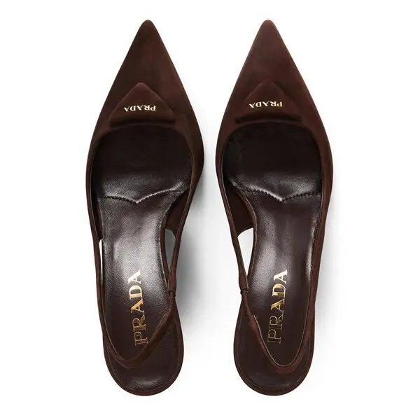 Prada Saffiano Patent Leather Slingback Pumps - Black