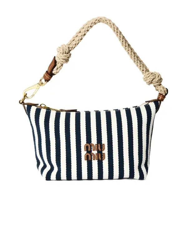 Miu Miu Canvas Shoulder Bag With Rope Handle