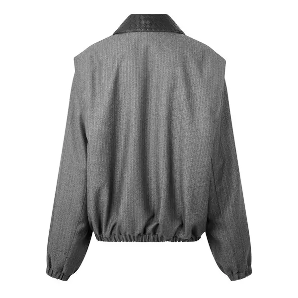 Bottega Veneta Zip Bomber Jacket With Textured Spread Collar