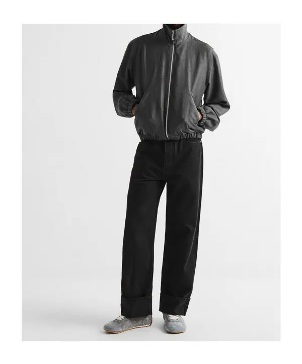 Bottega Veneta Zip Bomber Jacket With Textured Spread Collar