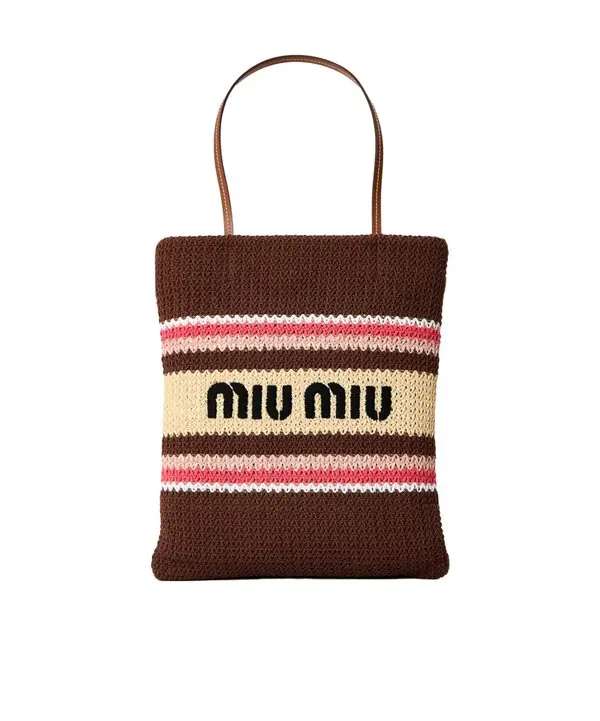 Miu Miu Raffia-effect Woven Tote Bag