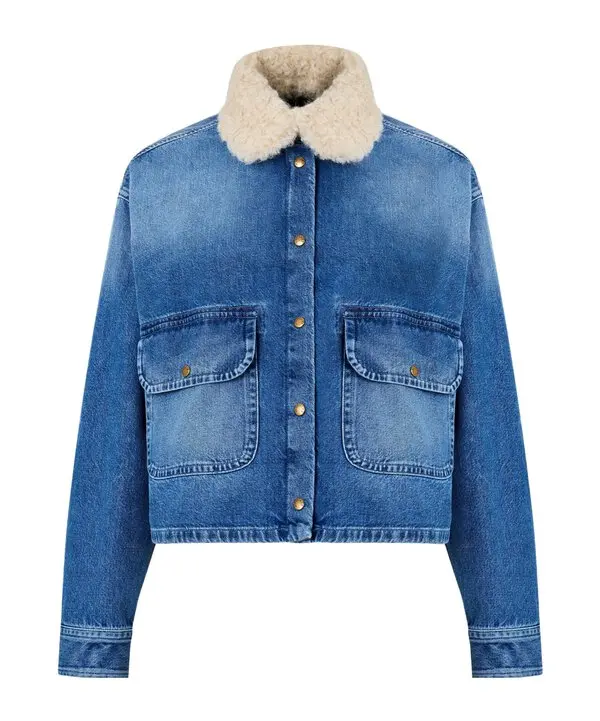 Moncler Cropped Denim Trucker Jacket