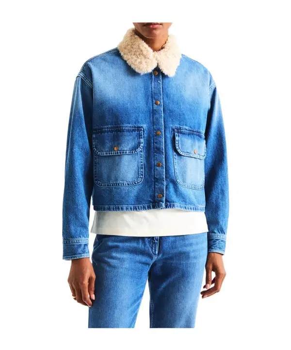 Moncler Cropped Denim Trucker Jacket