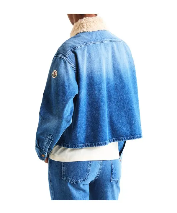 Moncler Cropped Denim Trucker Jacket