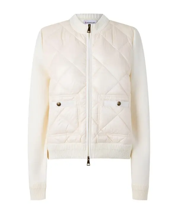 Moncler Hybrid Quilted Bomber Jacket With Knit Sleeves - No