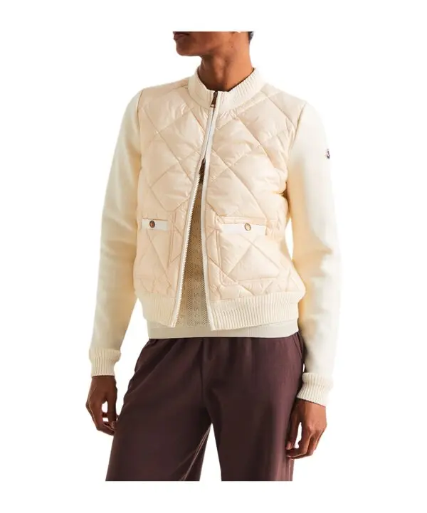 Moncler Hybrid Quilted Bomber Jacket With Knit Sleeves