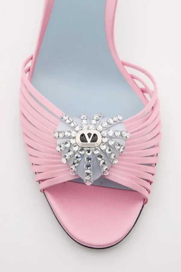 Valentino Garavani Coeur Royal Satin Slingback Sandals 85mm - No