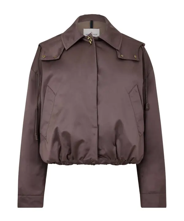 Moncler Cropped Satin Field Jacket - Brown