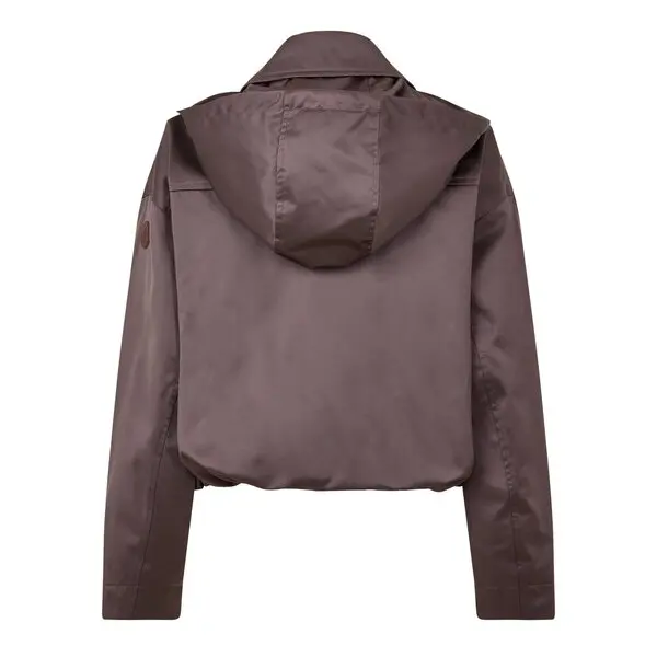 Moncler Cropped Satin Field Jacket With Drawstring Hood - No