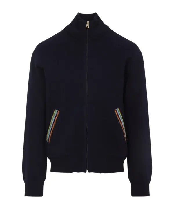 Paul Smith Zip-up Striped High Neck Jacket - Black
