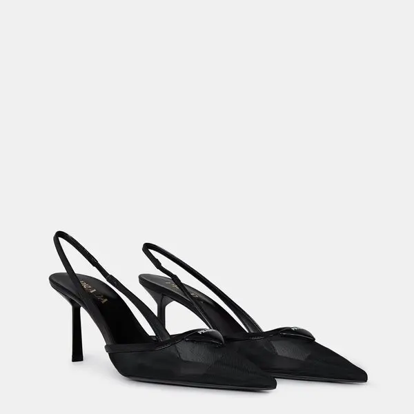 Prada Mesh Slingback High Heel Shoes