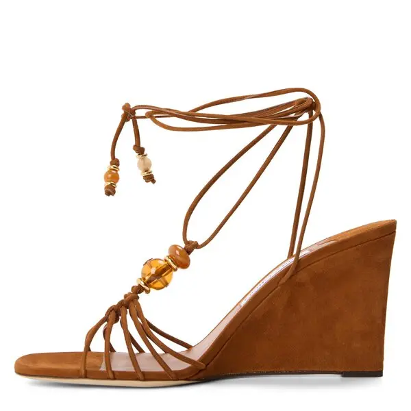 JIMMY CHOO Suede Wedge Sandals