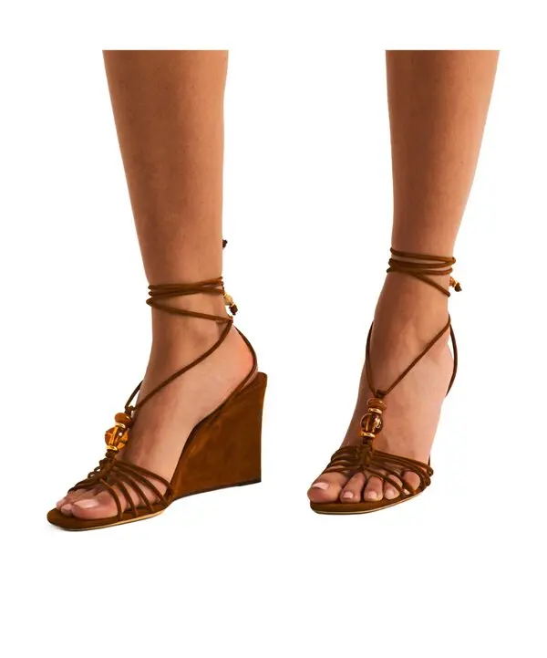 JIMMY CHOO Suede Wedge Sandals