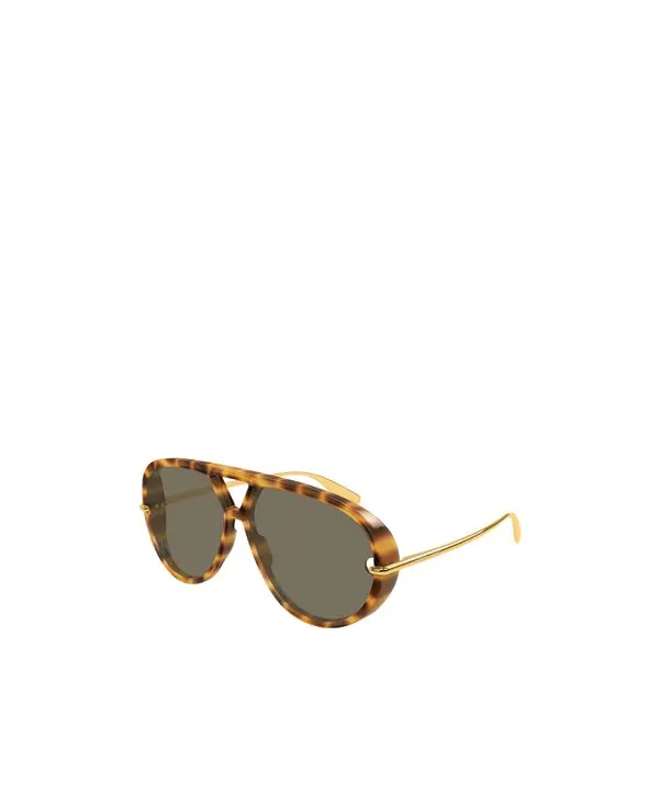 Bottega Veneta Leopard Print Aviator Sunglasses - Green