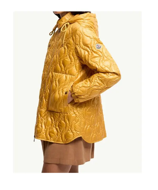 Moncler Balette Geometric Quilted Mid-length Down Jacket - Yellow