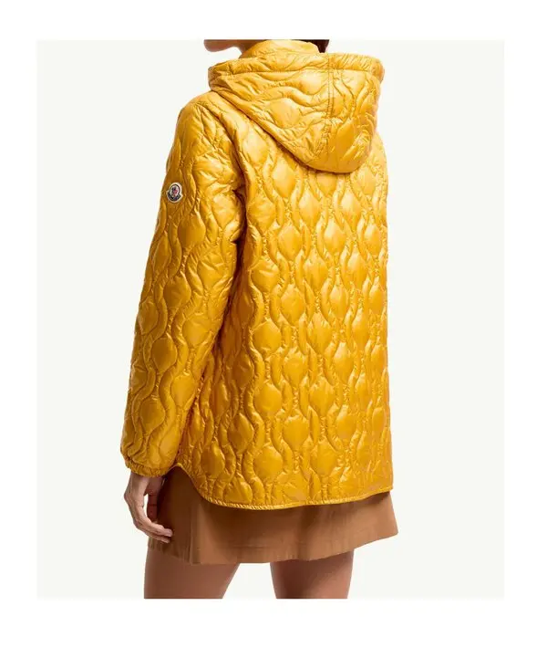 Moncler Balette Geometric Quilted Mid-length Down Jacket - Yellow