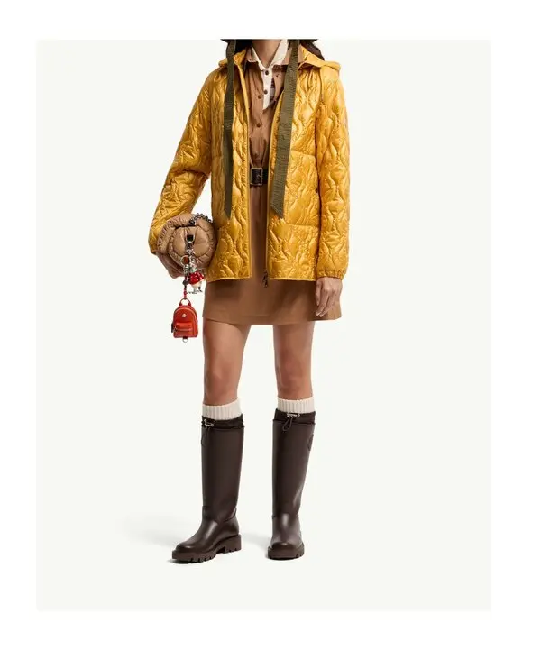 Moncler Balette Geometric Quilted Mid-length Down Jacket - Yellow