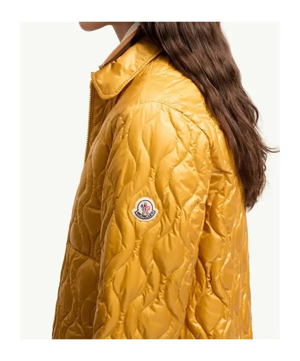 Moncler Balette Geometric Quilted Mid-length Down Jacket - Yellow