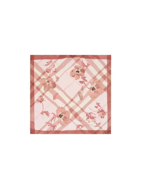 Burberry Watercolour Check Silk Scarf - Pink