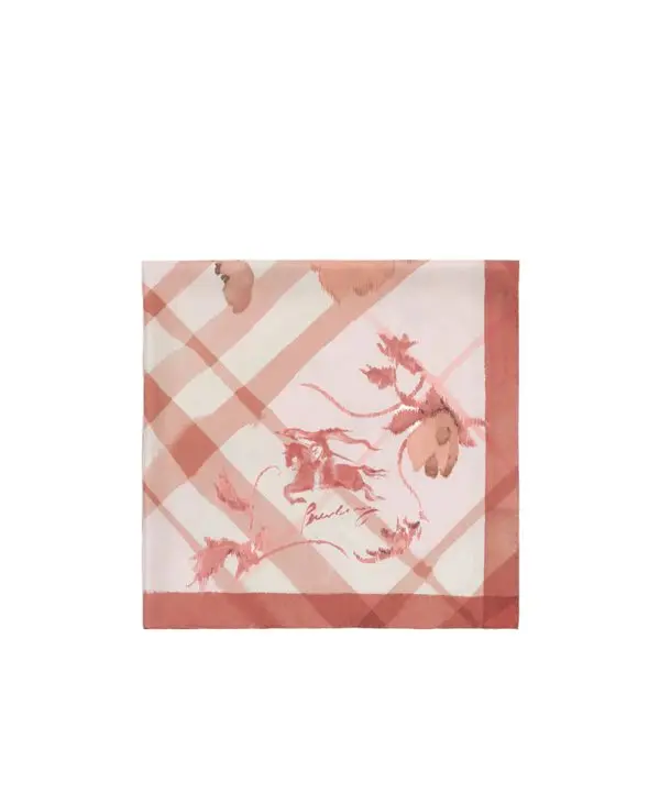 Burberry Watercolour Check Silk Scarf - Pink