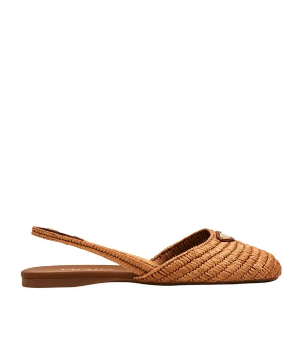 Prada Woven Raffia Slingback Flats