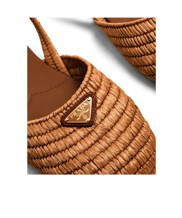 Prada Woven Raffia Slingback Flats