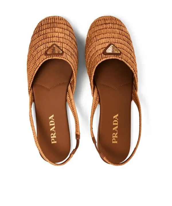 Prada Woven Raffia Slingback Flats