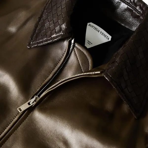 Bottega Veneta Smooth Leather Bomber Jacket