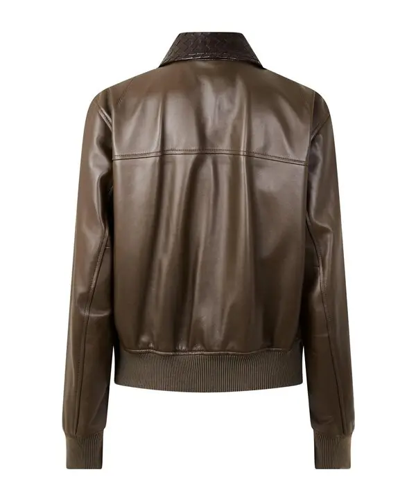Bottega Veneta Smooth Leather Bomber Jacket - Brown