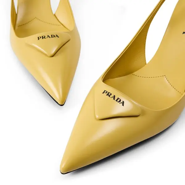 Prada Saffiano Patent Leather Slingback Pumps