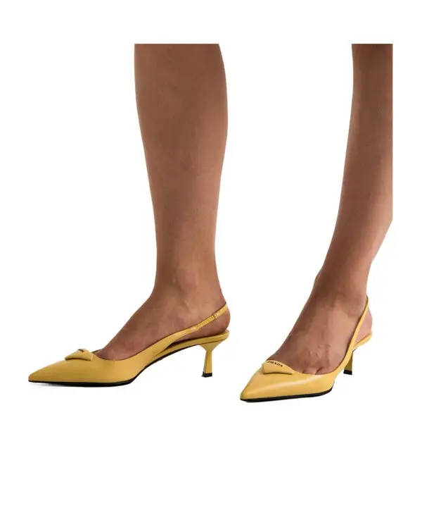 Prada Saffiano Patent Leather Slingback Pumps