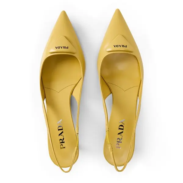Prada Saffiano Patent Leather Slingback Pumps