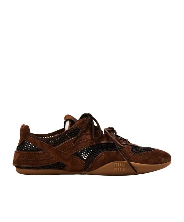 Miu Miu Low-top Lace-up Sneakers - Brown