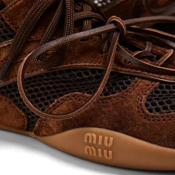 Miu Miu Low-top Lace-up Sneakers - Brown