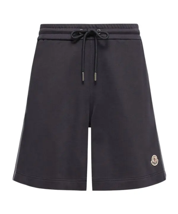 Moncler Striped Trim Cotton Fleece Shorts
