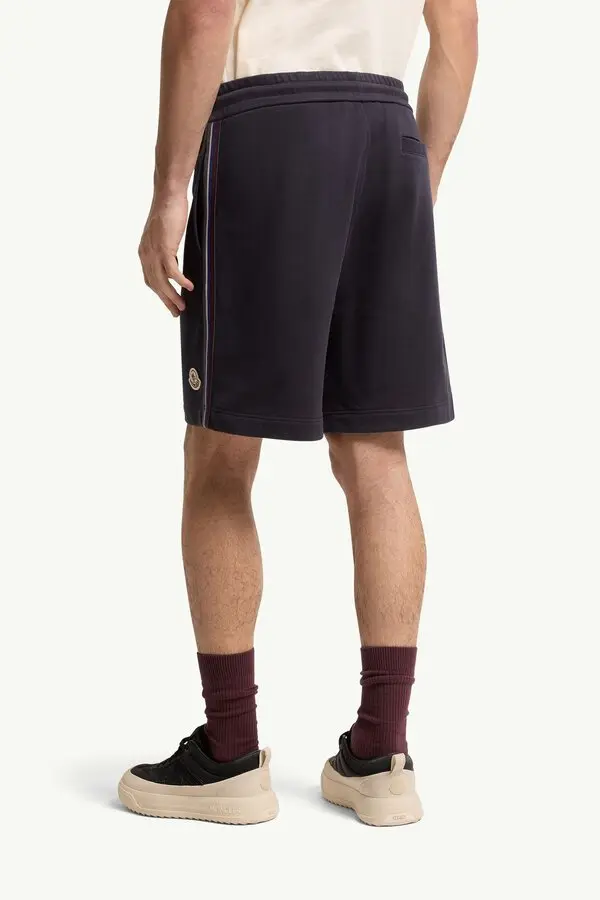 Moncler Striped Trim Cotton Fleece Shorts