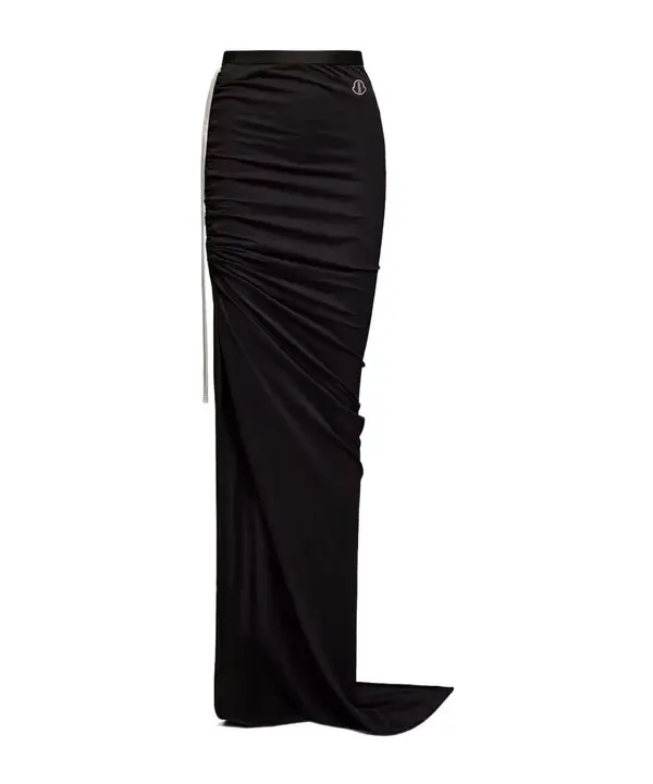 Moncler Rick Owens Ruched Maxi Skirt With Slit