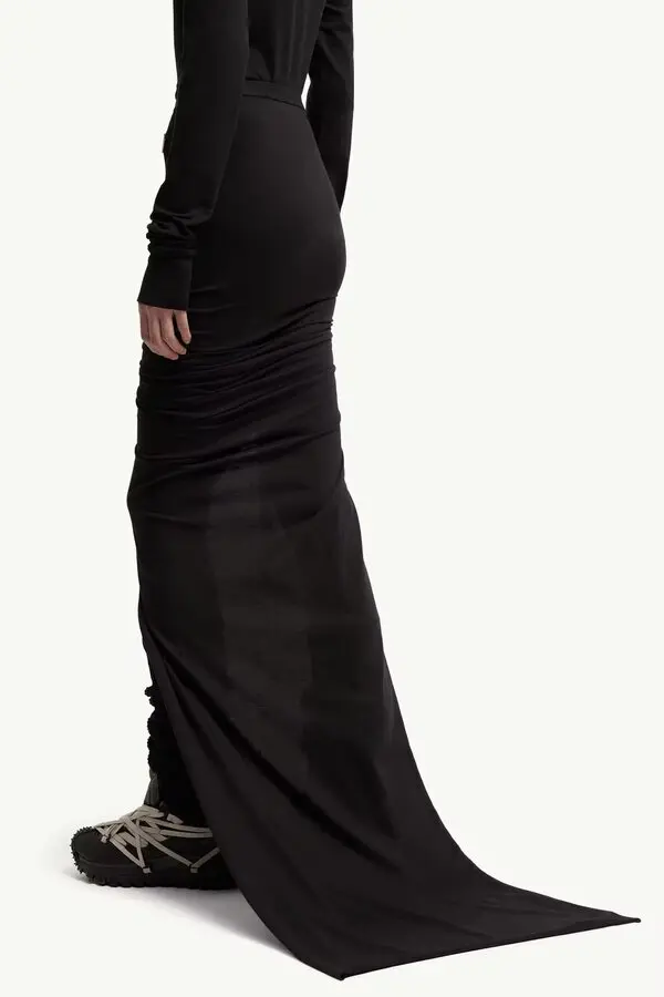 Moncler Rick Owens Ruched Maxi Skirt With Slit