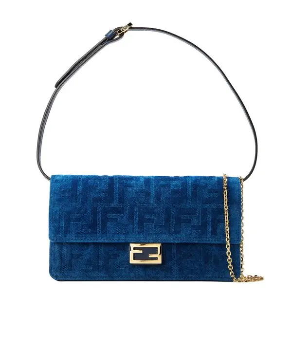 Fendi Monogrammed Velvet Shoulder Bag