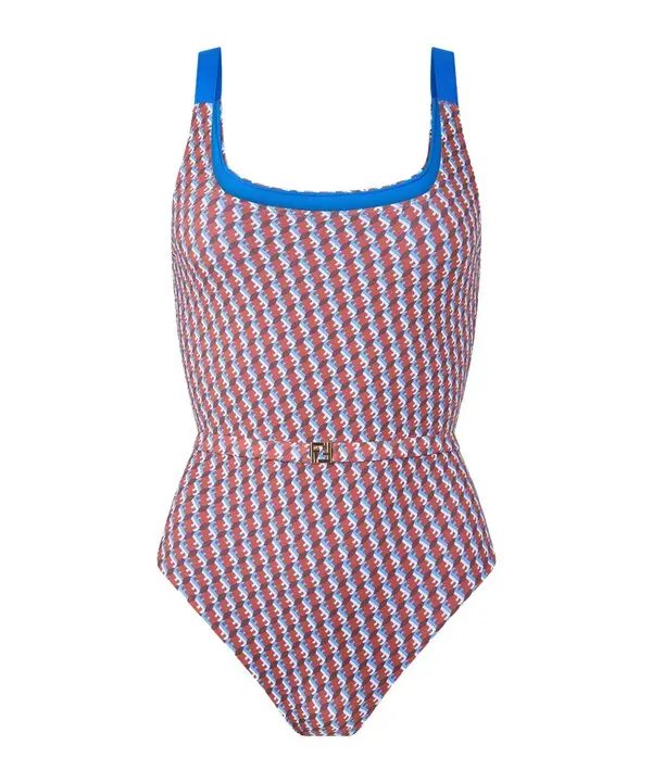 Fendi Scoop Neck Slim Fit Swimsuit - Red