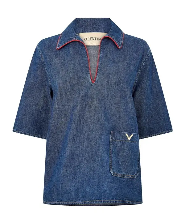 Valentino Garavani Short Sleeve Denim Tunic Shirt - No