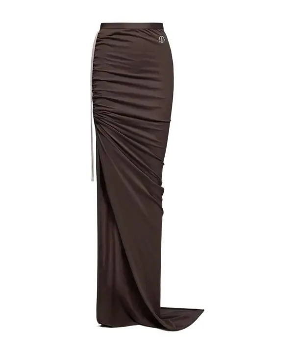 Moncler Rick Owens Cotton Maxi Skirt With Drawstring Detail